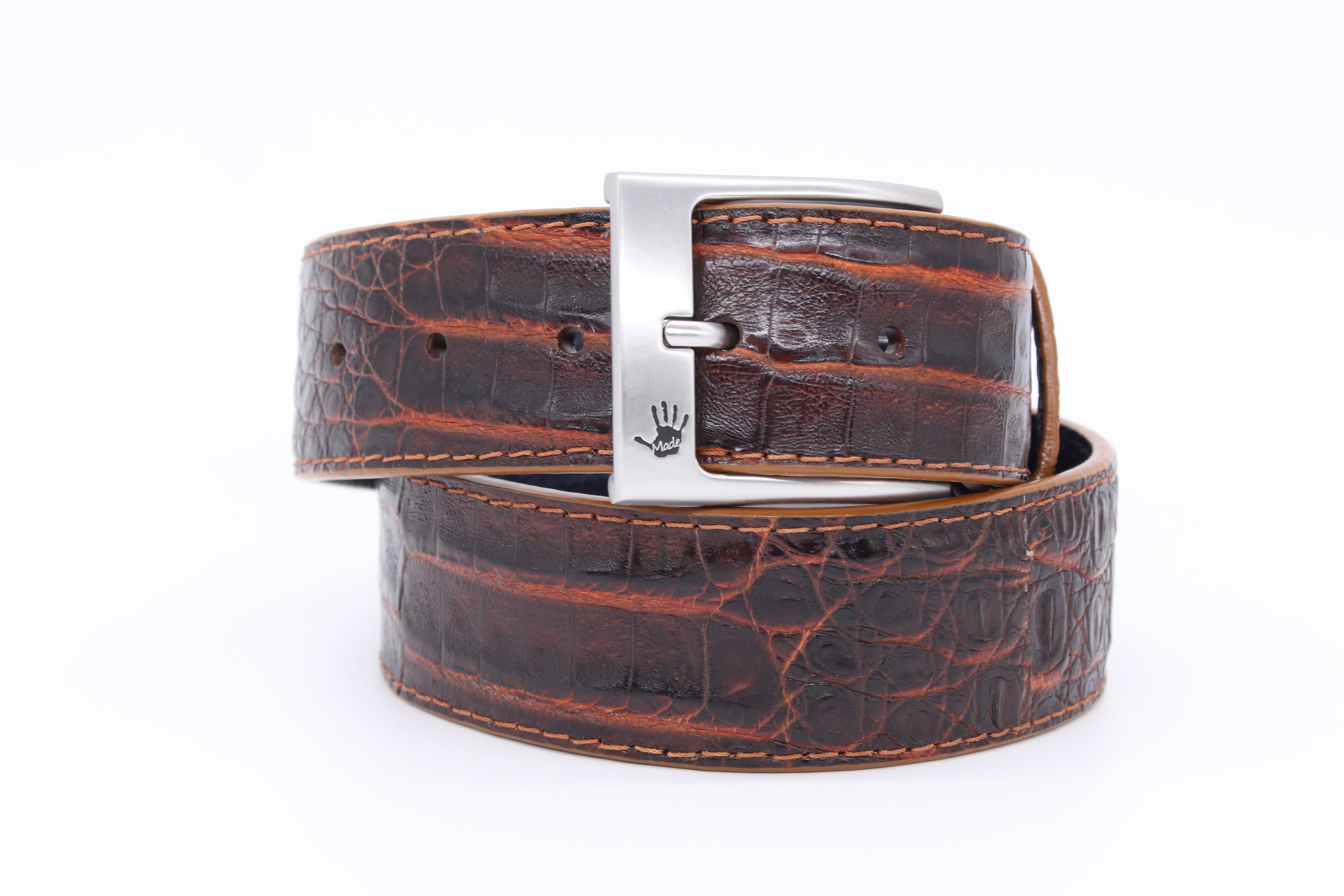 30" Burnt Cognac Colombian Crocodile Belt – Patrick Gibbons Handmade