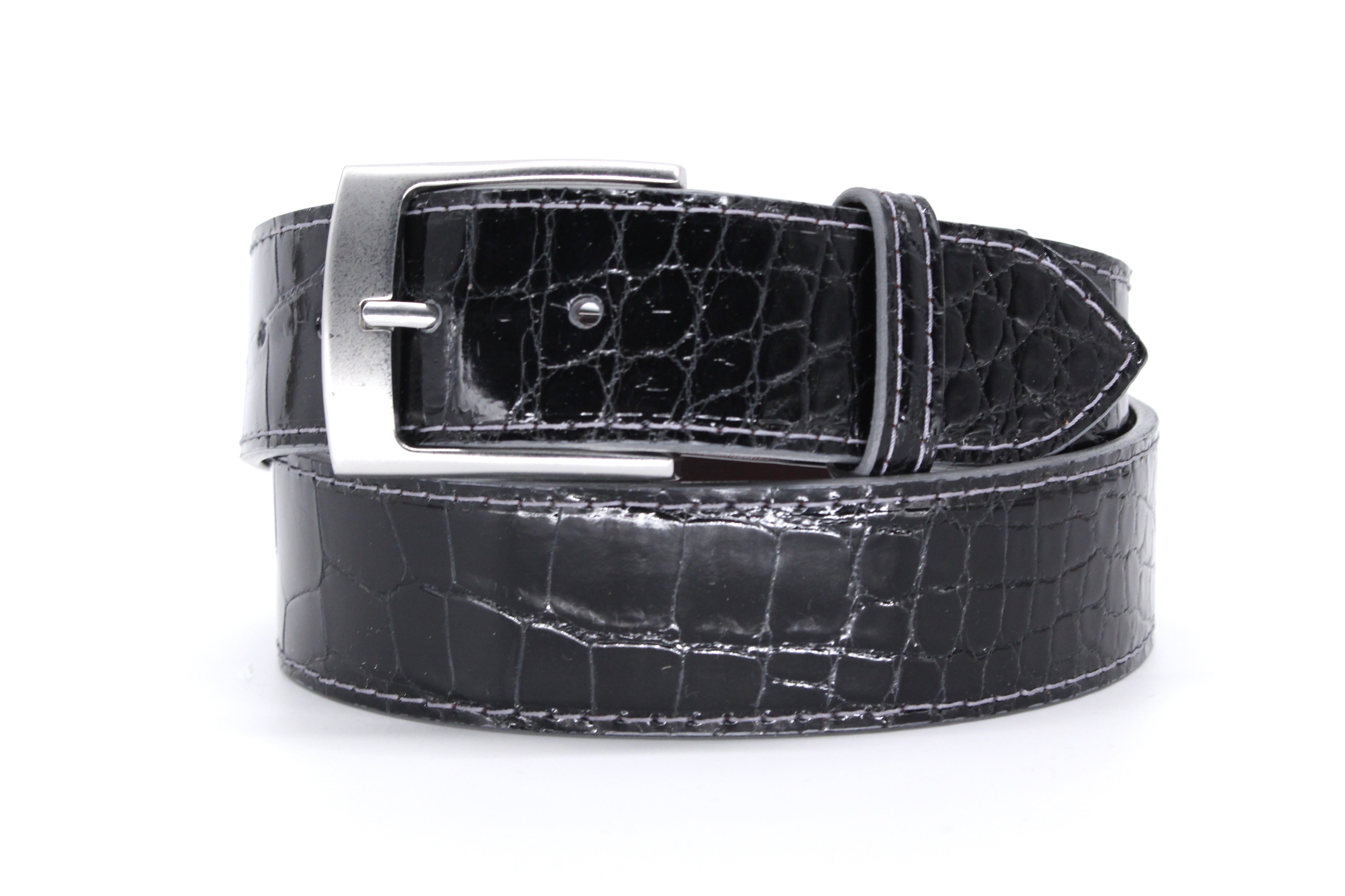 35" Glossy Black Alligator Belt – Patrick Gibbons Handmade
