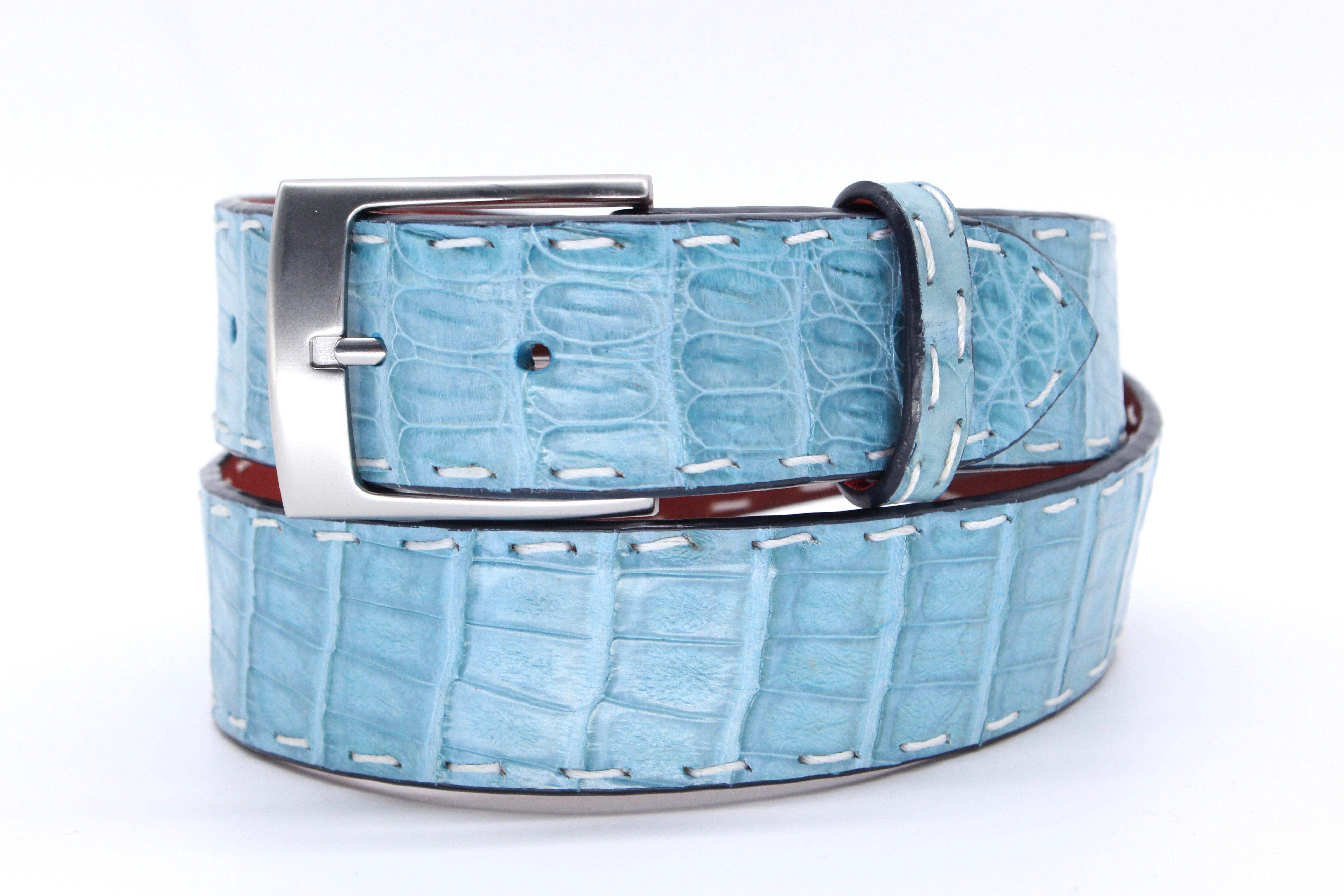 36" Baby Blue Colombian Crocodile Belt – Patrick Gibbons Handmade