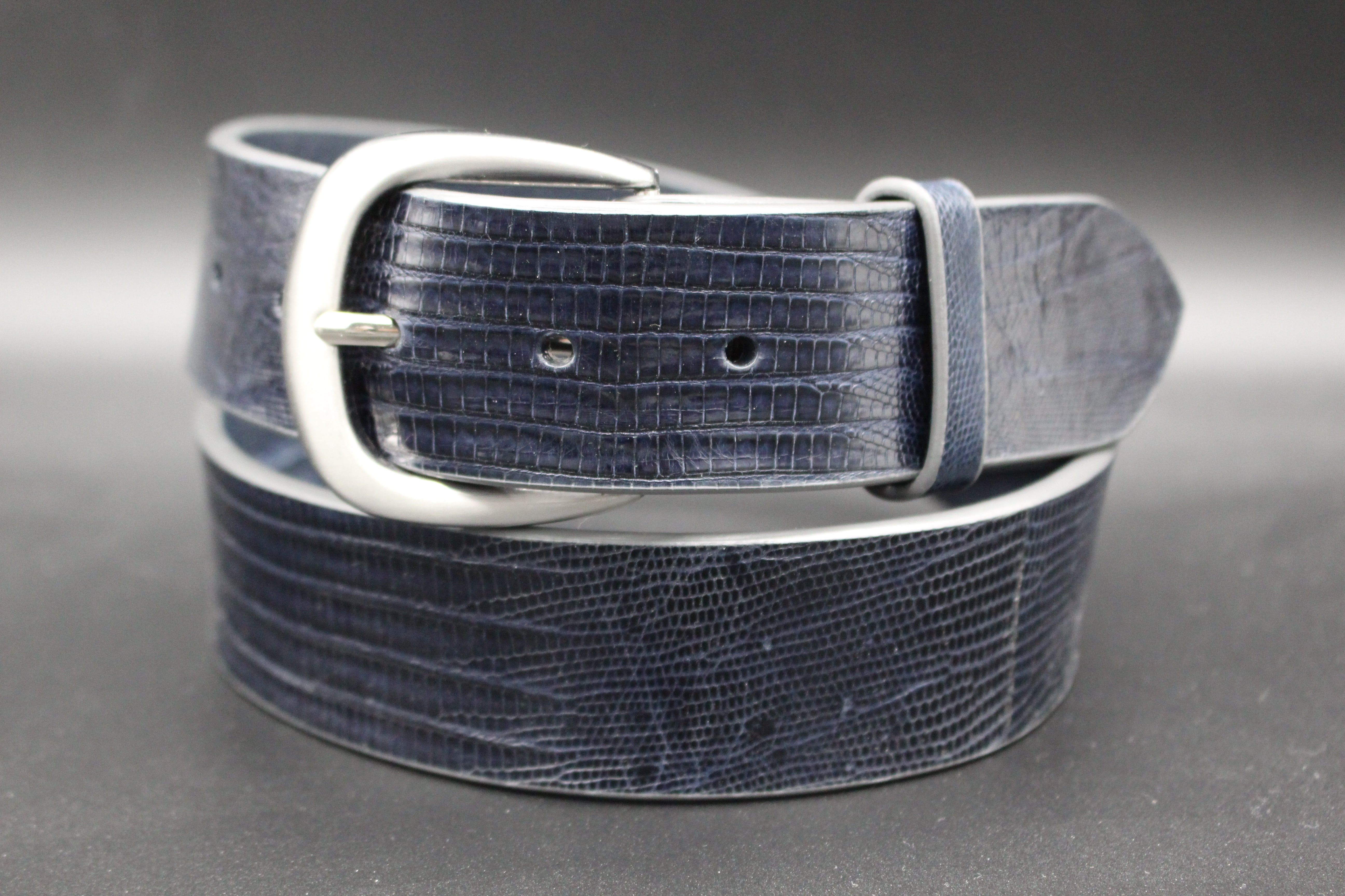 35" Navy Lizard Belt – Patrick Gibbons Handmade