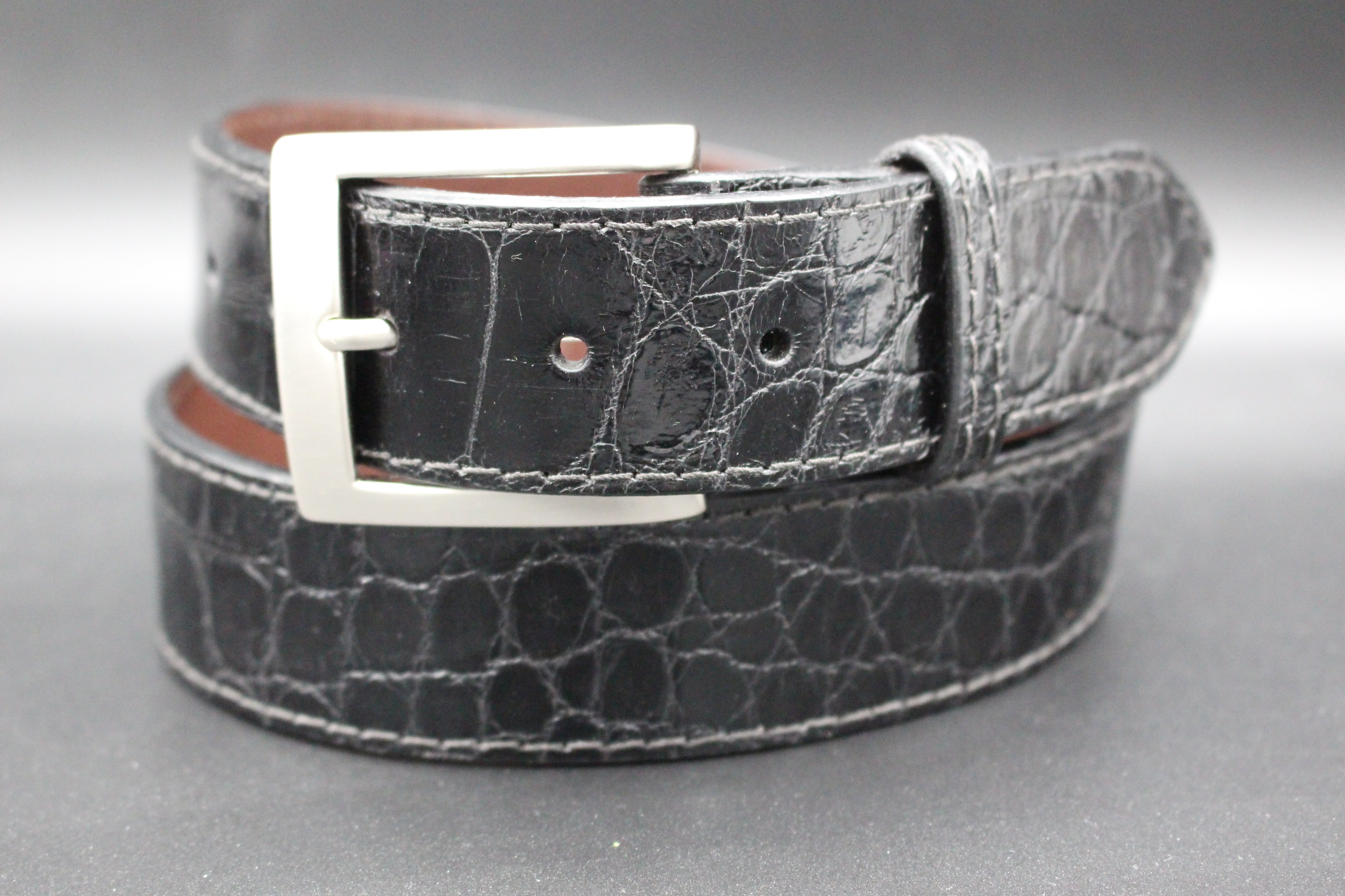35.5" Glossy Black Alligator Belt – Patrick Gibbons Handmade
