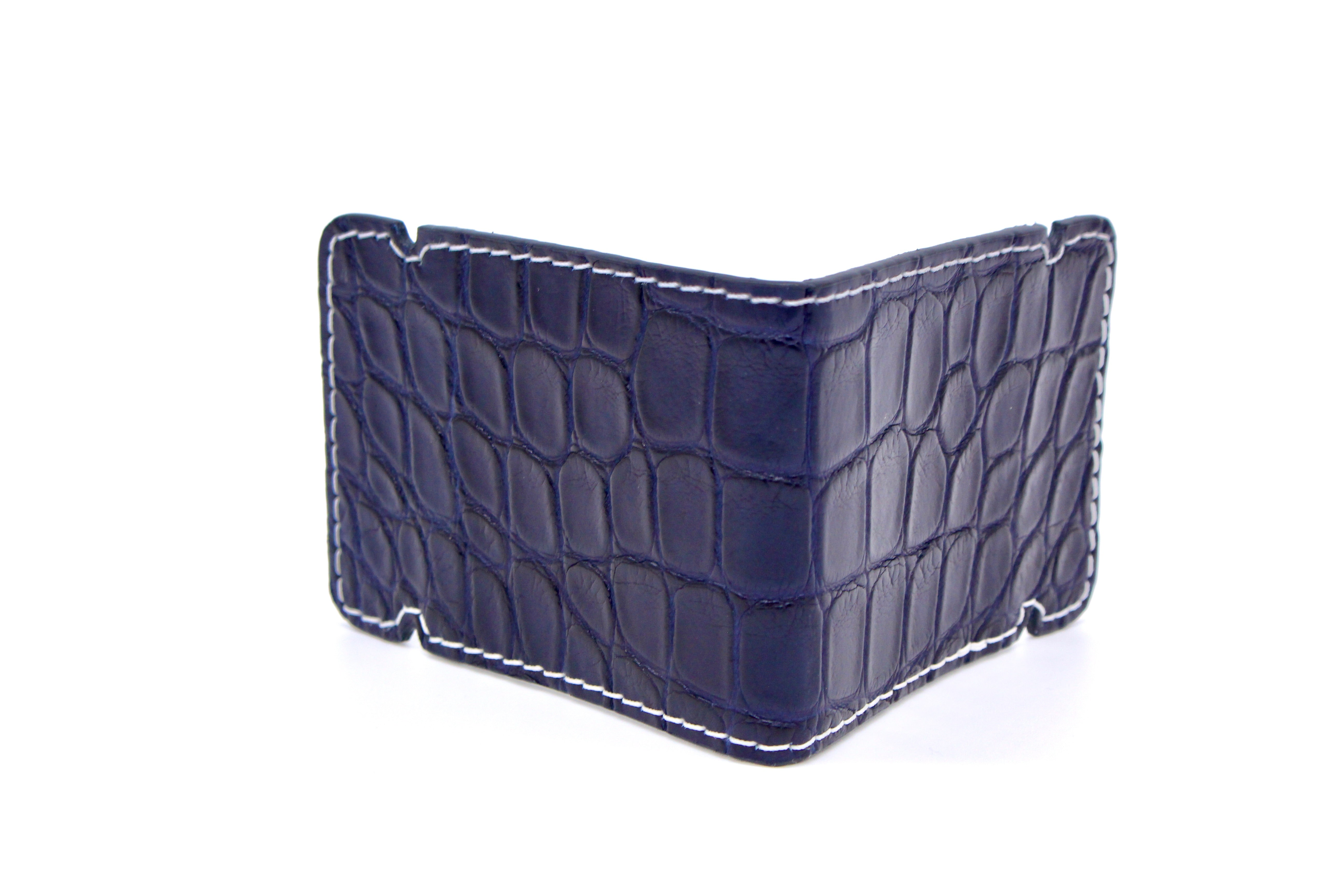 Gibbons Handmade - Wallets | Navy Alligator Cash Cover - White ...