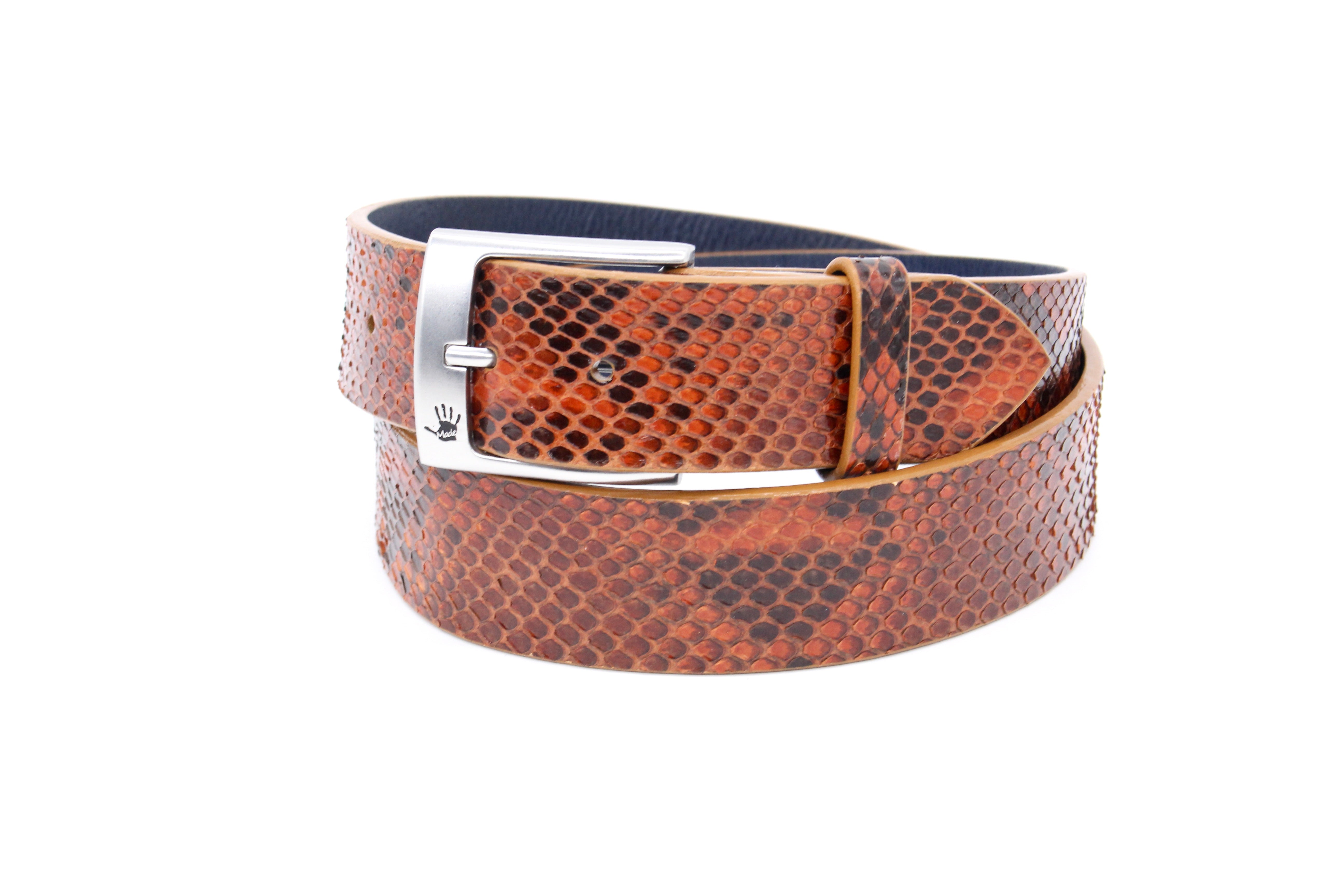 40" Cognac Python Belt – Patrick Gibbons Handmade