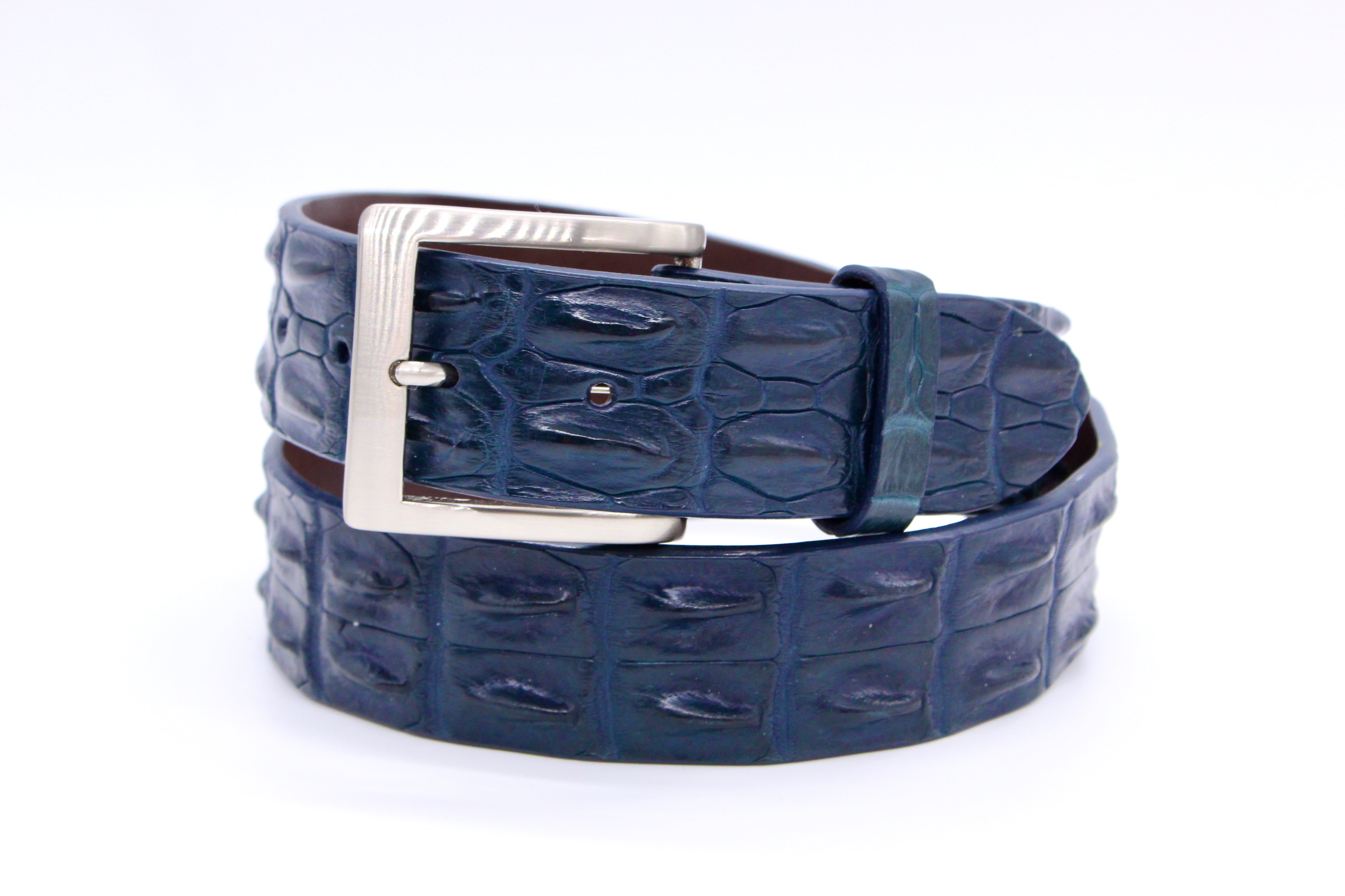 33" Navy Salt Water Crocodile Belt – Patrick Gibbons Handmade