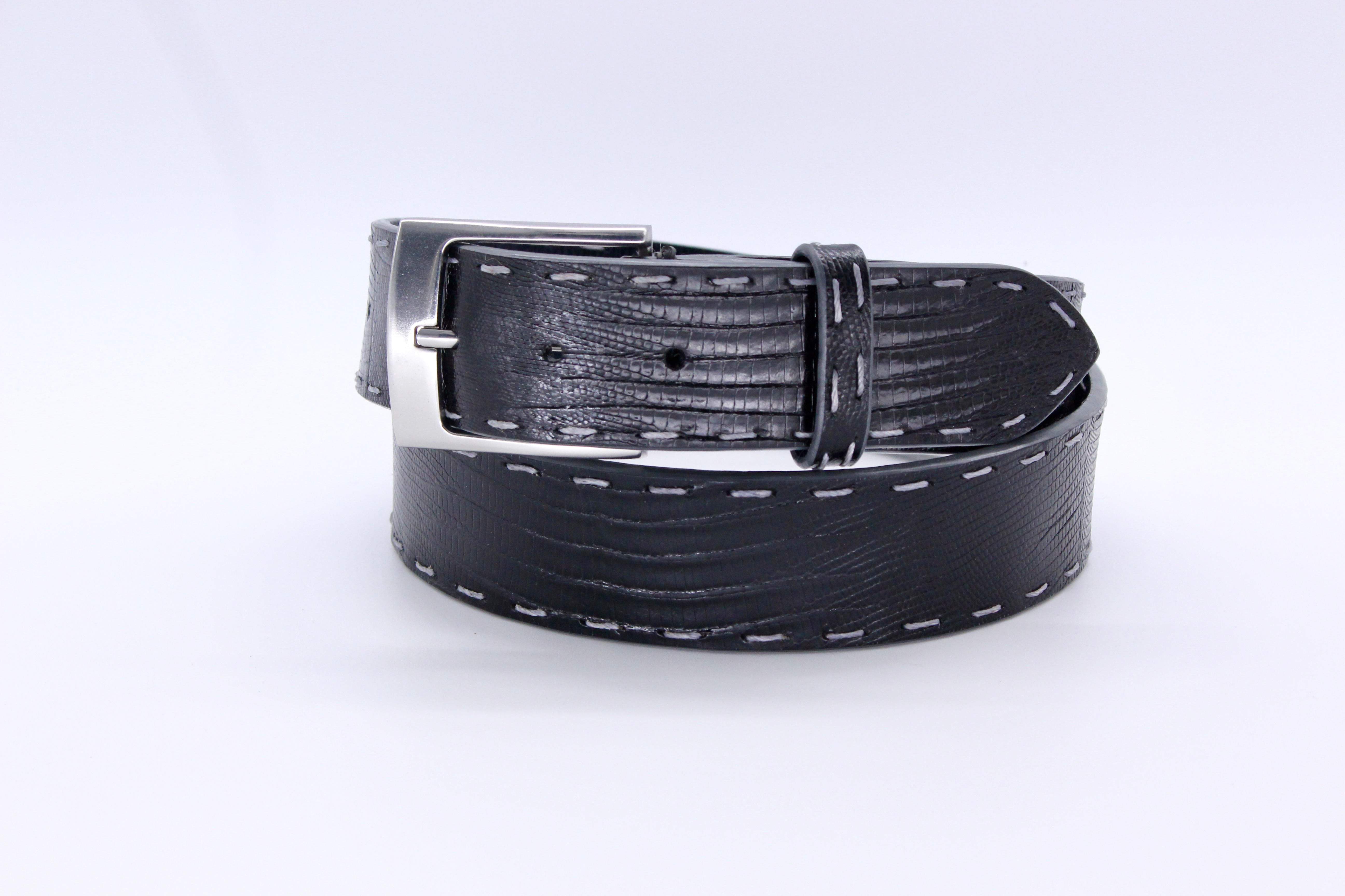 38" Black Lizard Pick Stitch Belt – Patrick Gibbons Handmade