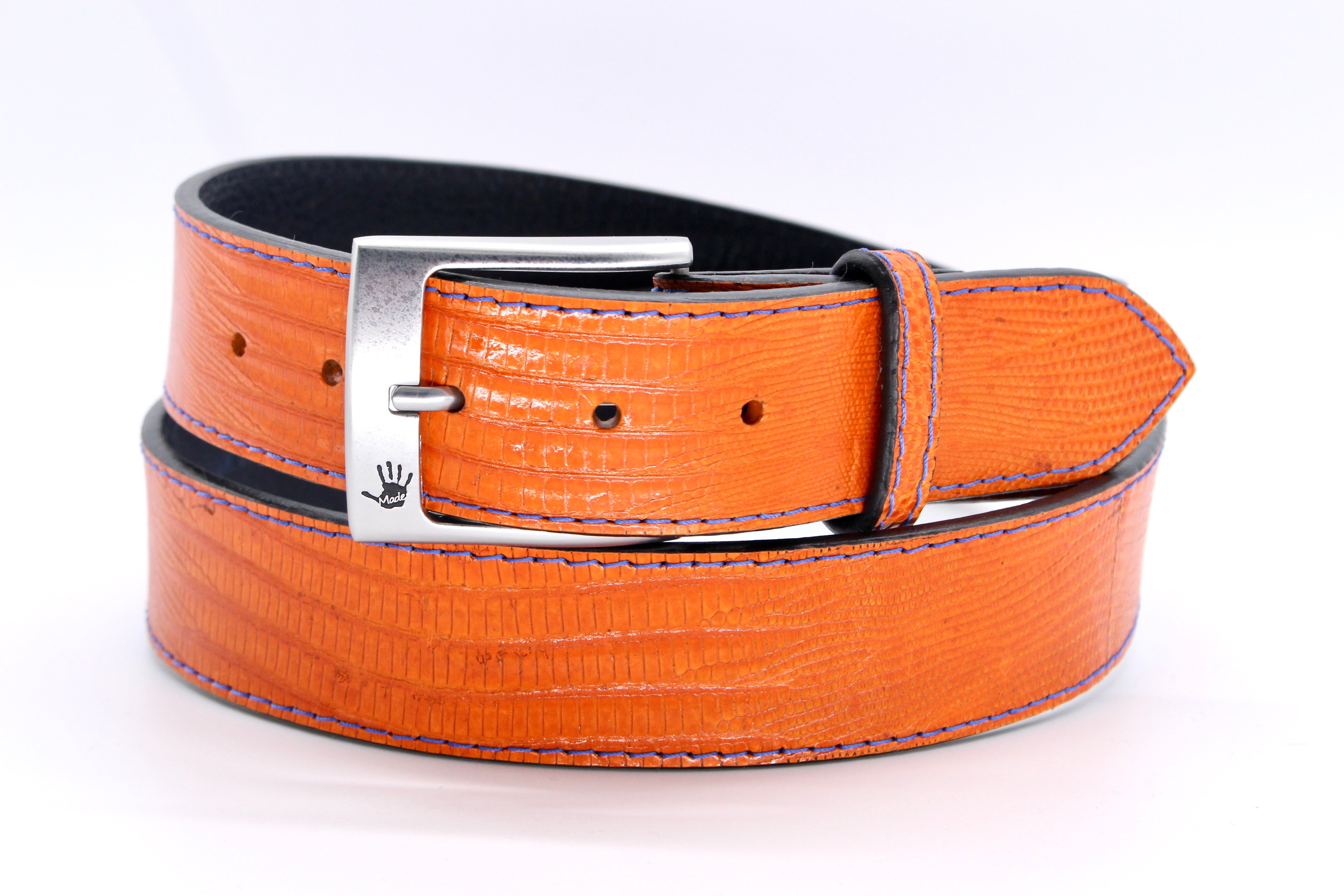 44" Orange Lizard Belt – Patrick Gibbons Handmade